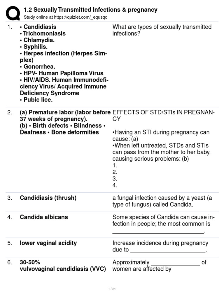 1.2 Sexually Transmitted Infections & Pregnancy | PDF | Sexually Transmitted Infection | Hiv/Aids