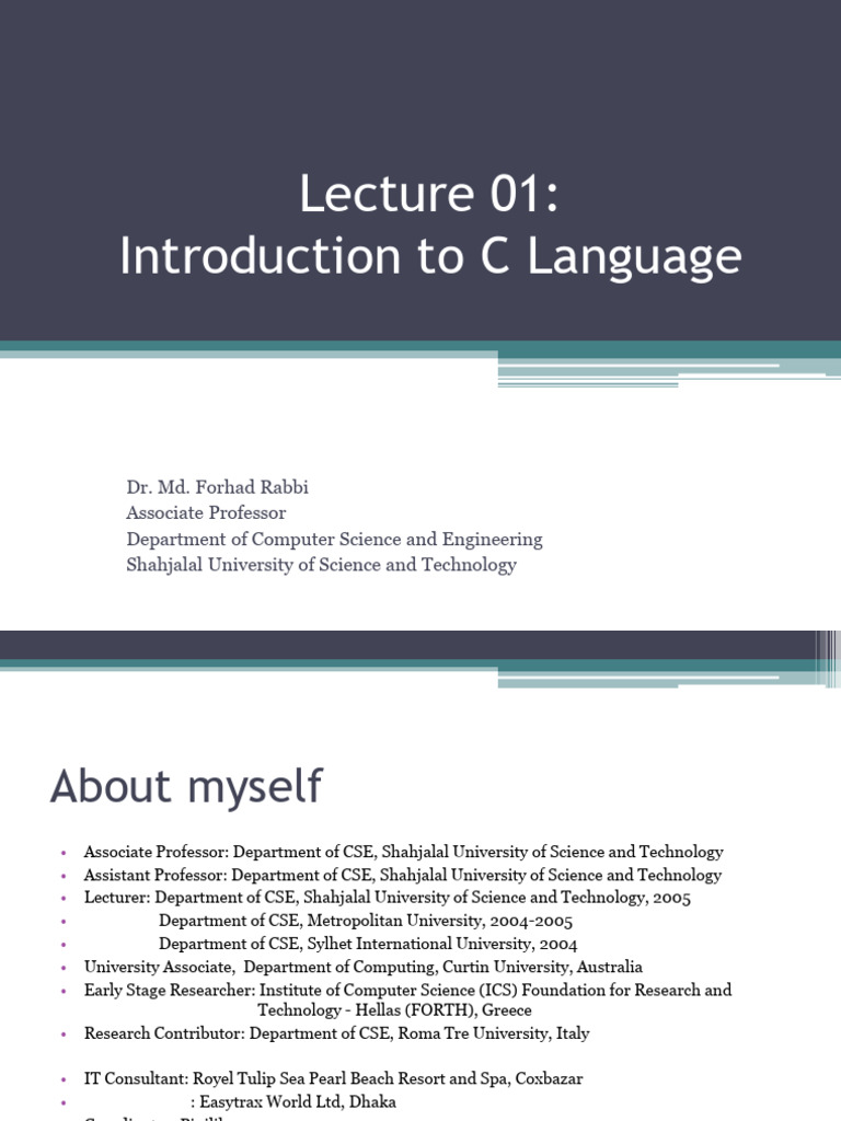 C Programming Lecture - 01 | PDF | Data Type | Integer (Computer Science)