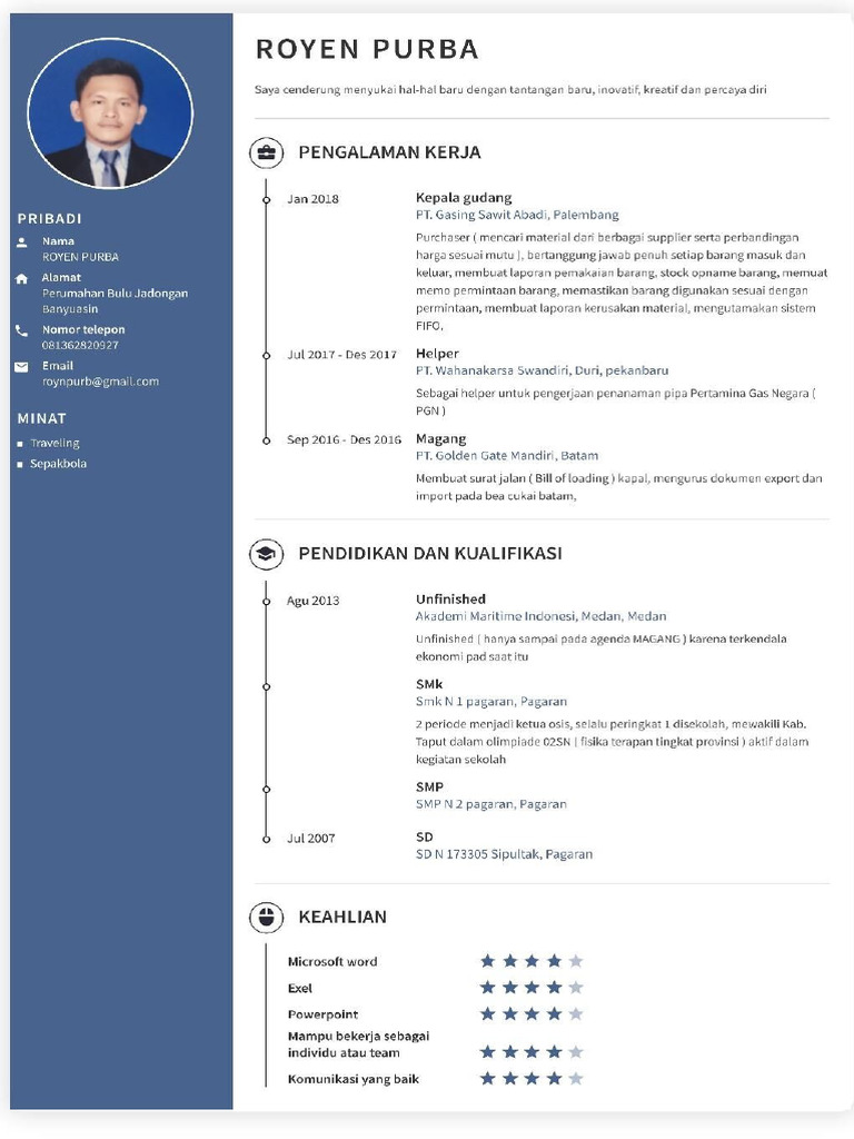 Royen Purba KEPALA GUDANG Resume | PDF