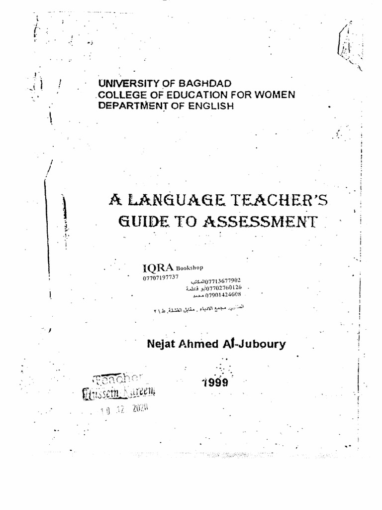 A Language Teacher's Guide To Assessment by Nejat Ahmed 1999 - Hussein ...