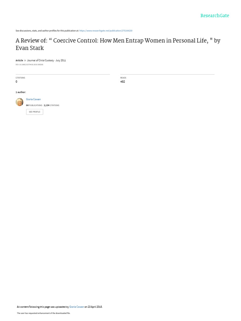 Review of Coercive Control by Evan Stark | PDF