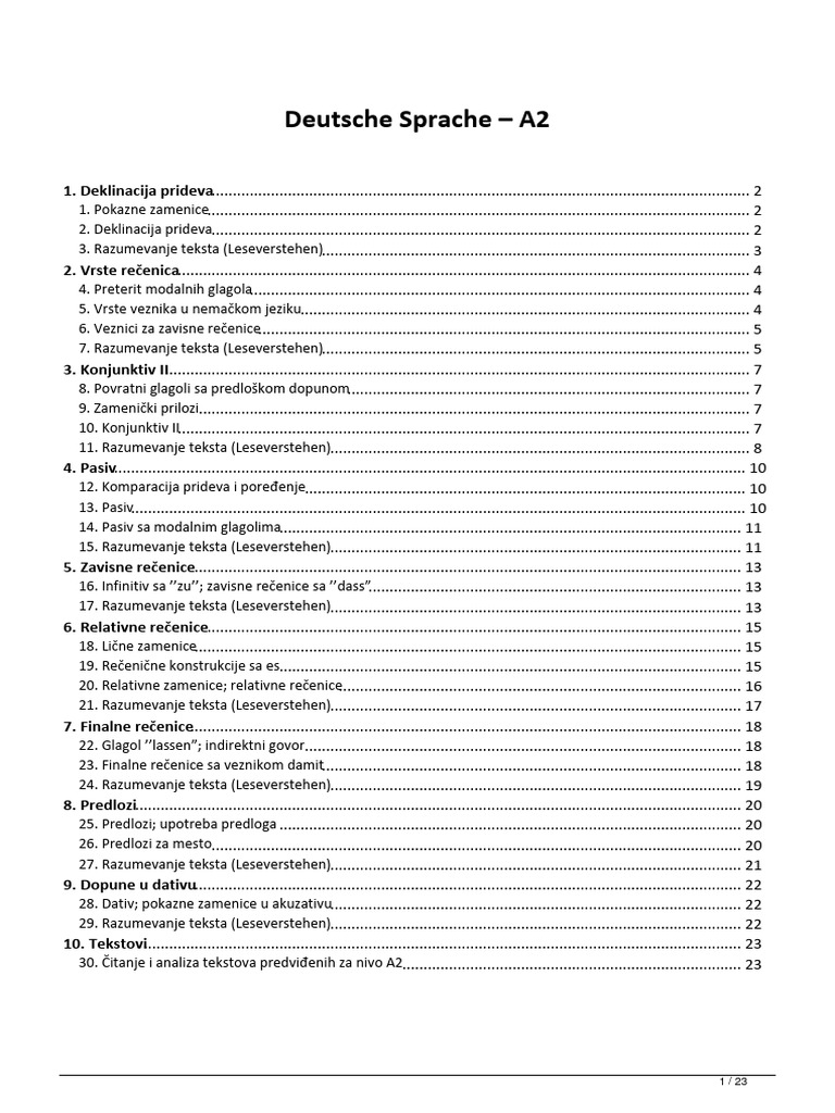 Deutsche Sprache A2 | PDF