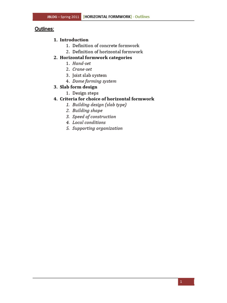 7.Horizontal Formwork | PDF | Physical Sciences | Building Engineering