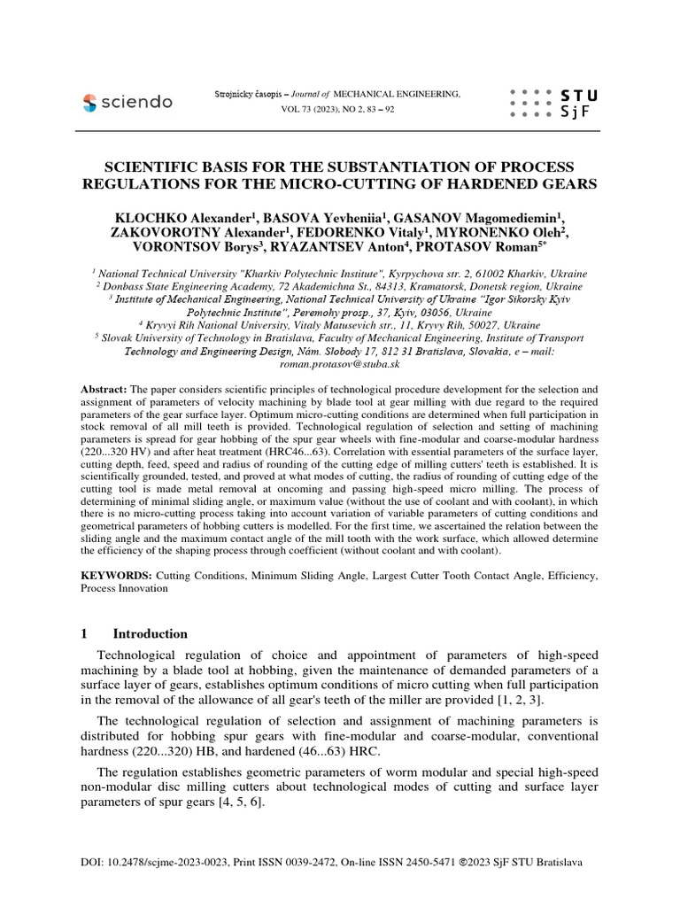 Micro-Cutting Regulations for Hardened Gears | PDF | Friction | Machining