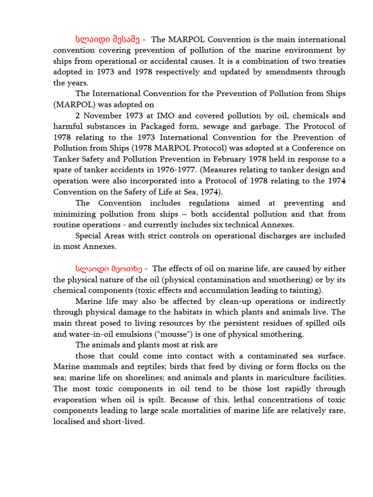 Word - Marpol Annex 1 | PDF | Oil Spill | Oil