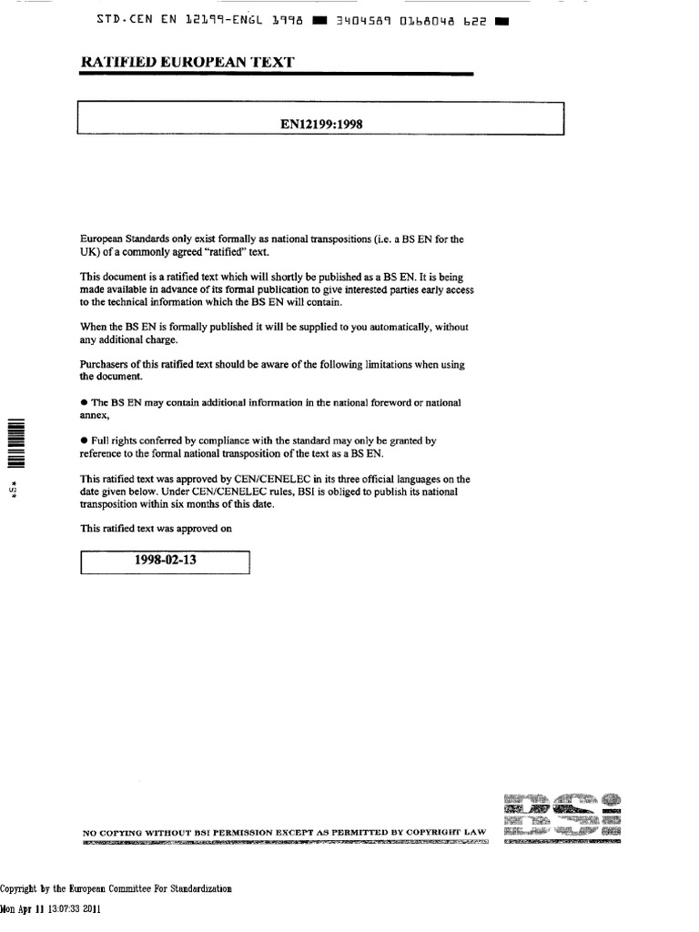 En 12199 1998 | PDF