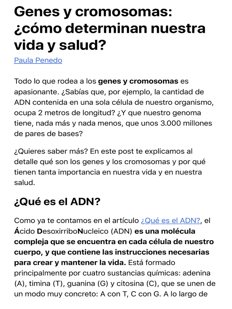 Genes y Cromosomas: ¿Cómo Determinan Nuestra Vida y Salud? - Cuestión ...