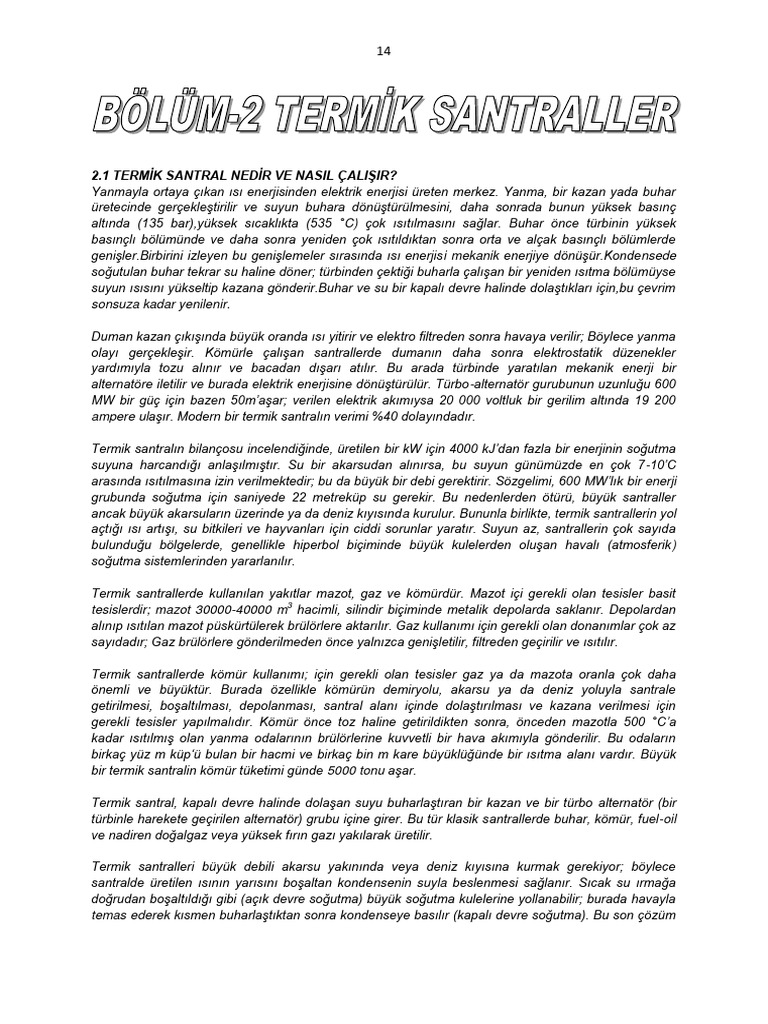 2.1 Termi̇k Santral Nedi̇r Ve Nasil Çalişir | PDF
