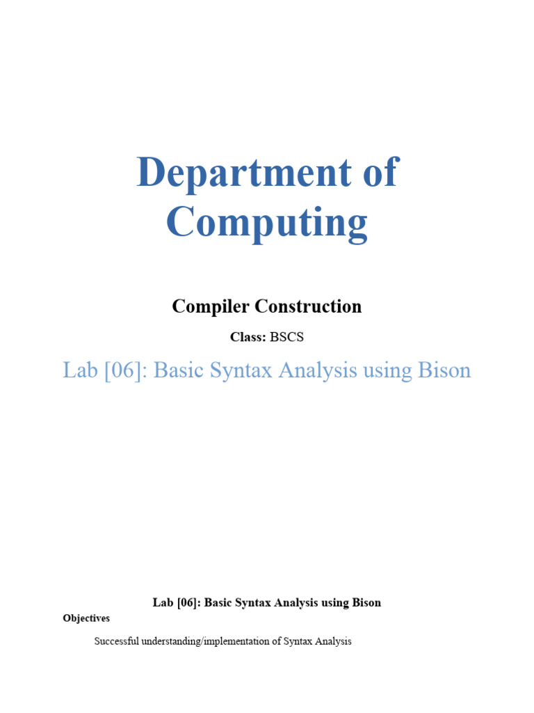Syntax Analysis Lab with Bison | PDF | Systems Engineering | Software ...