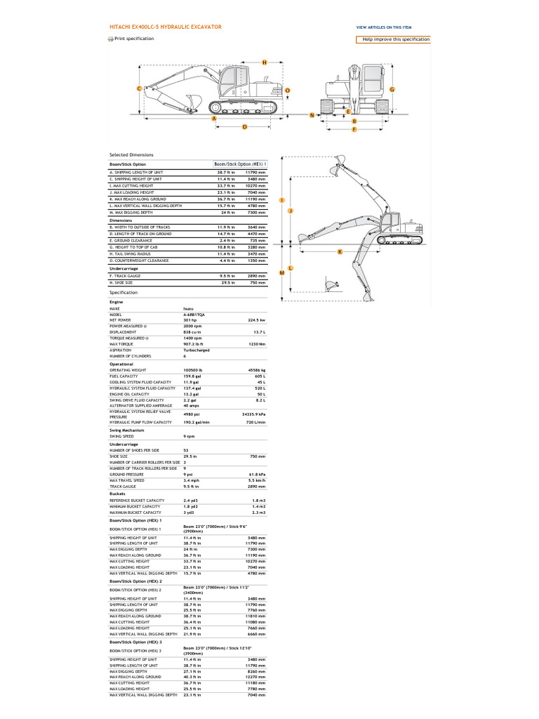 Hitachi EX400LC-5 Hydraulic Excavator | PDF | Engines | Vehicles