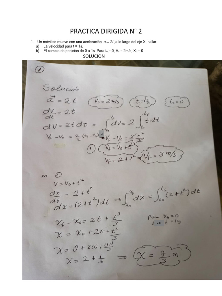 SOLUCION A LA PRACTICA DIRIGIDA N° 2 (CINEMATICA) | PDF | Velocidad | Cinemática