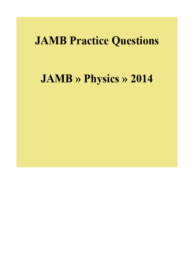 Jta Jamb Physics PDF 1 | PDF | Force | Velocity