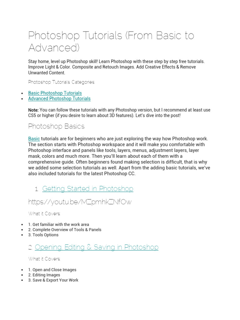 Photoshop Tutorials | PDF | Adobe Photoshop | Image Editing