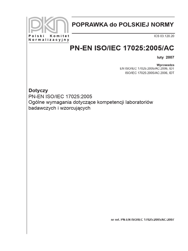 PN en Iso Iec 17025 2005 Ac 2007 | PDF