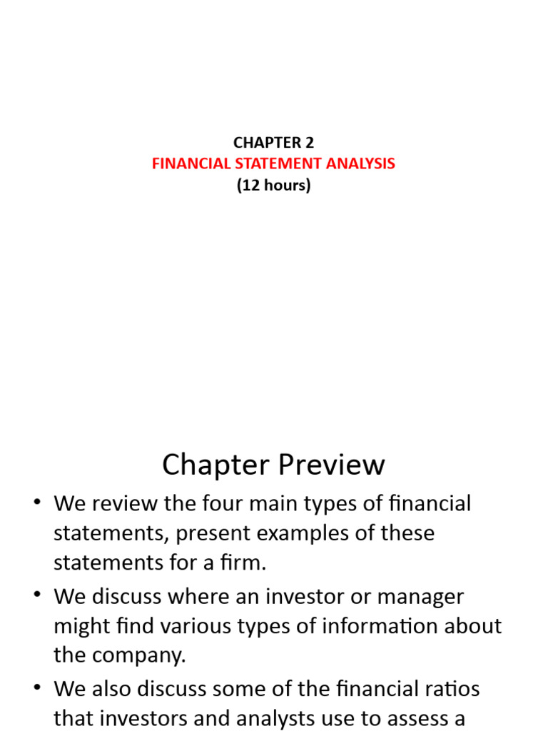 Ch2 - Financial Statement Analysis - NTH | PDF | Balance Sheet | Book Value