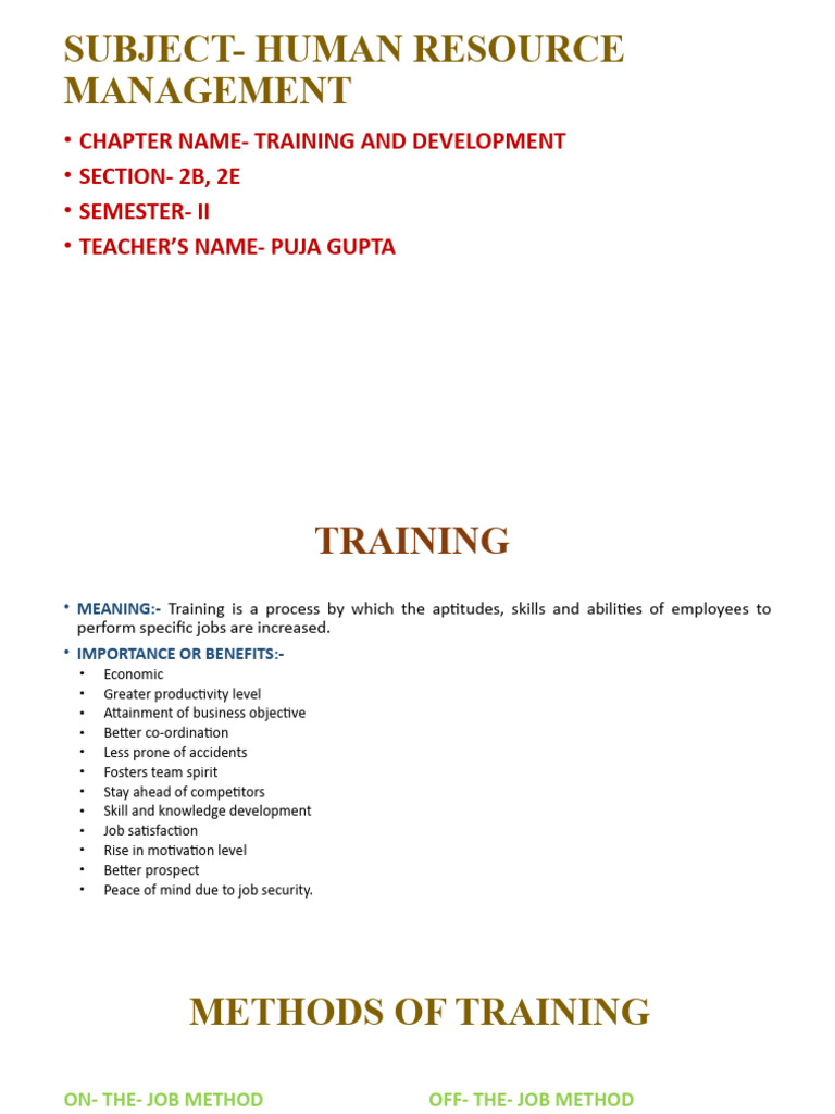Hrm-Training and Development 2nd Sem by Puja Gupta-Pj | PDF | Behavior Modification | Learning