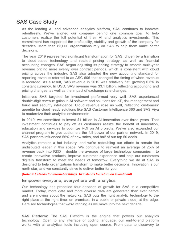 SAS_case_study_-_questions | PDF | Cloud Computing | Artificial Intelligence