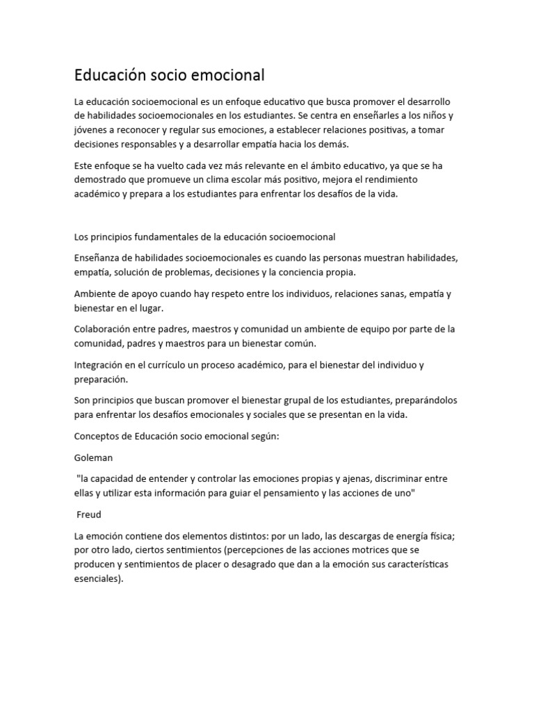 Educación Socio Emocional | PDF | Las emociones | Empatía