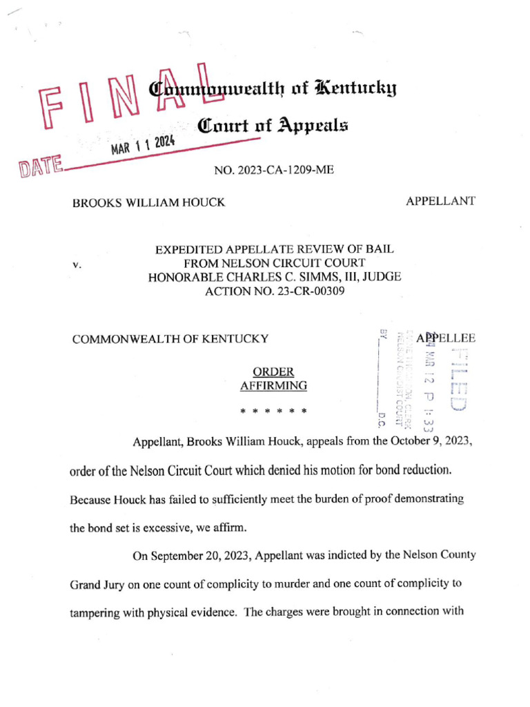Kentucky Court of Appeals - Review of Bail | PDF