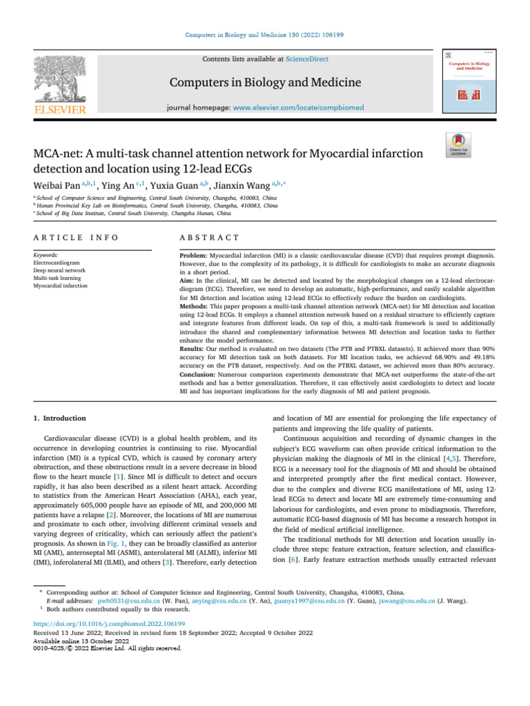 MCA-net - A Multi-Task Channel Attention Network For Myocardial Infarction Detection and ...