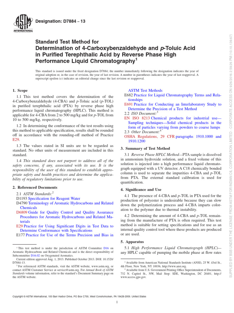 Astm D 7884 HPLC | PDF
