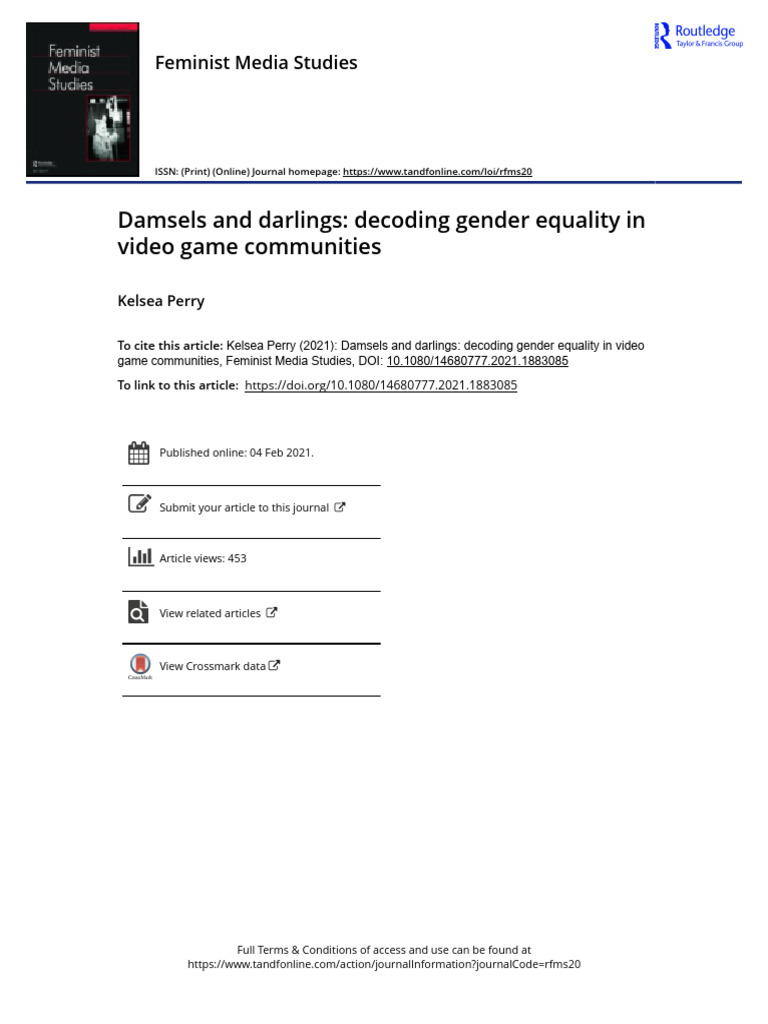 Perry 2021. Damsels and Darlings - Decoding Gender Equality in Video Game Communities | PDF ...