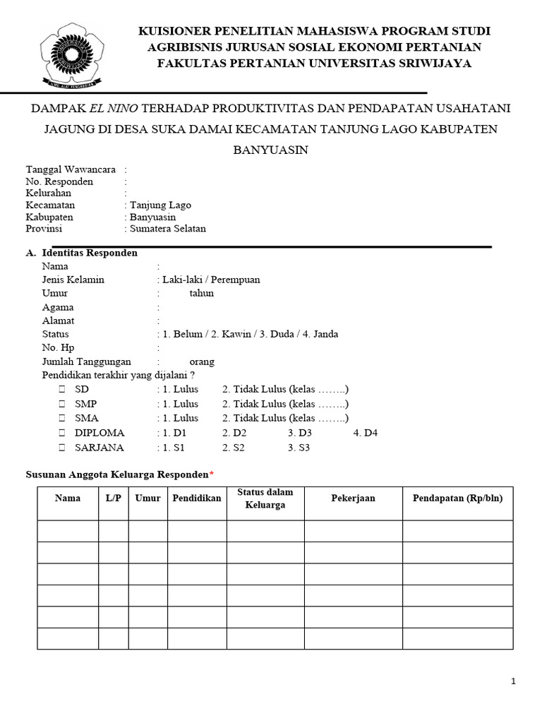 Koreksi Kuesioner Penelitian Tia 2 | PDF