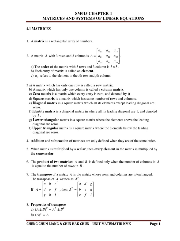 4.1 Matrices | PDF | Matrix (Mathematics) | Functional Analysis