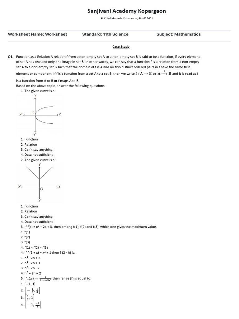 Xi Worksheet Pdf