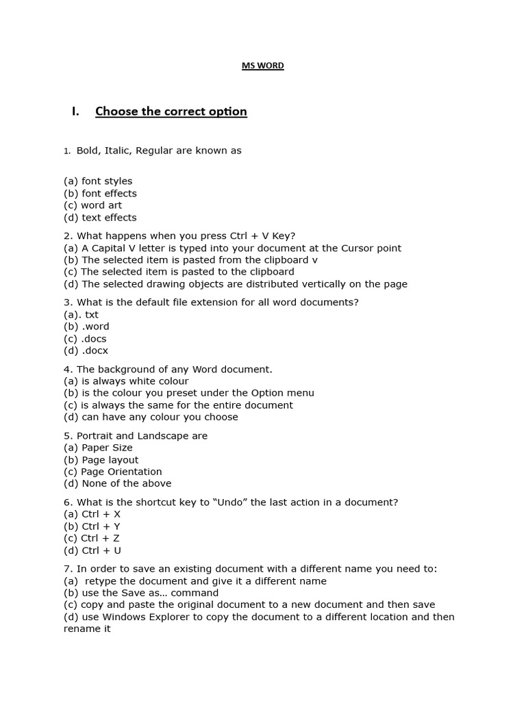 G5 - MS WORD - Revision Wrksheet | PDF | Microsoft Word | Software