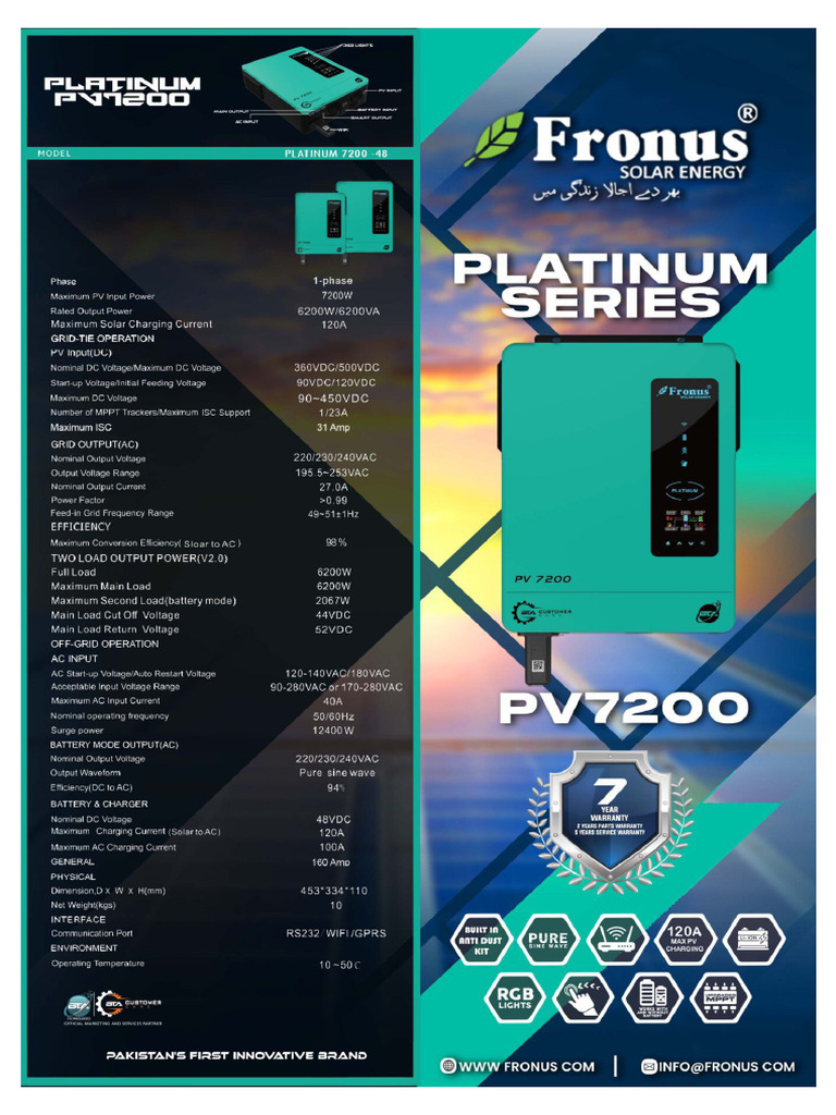 Fronus PV7200 Solar Inverter | PDF