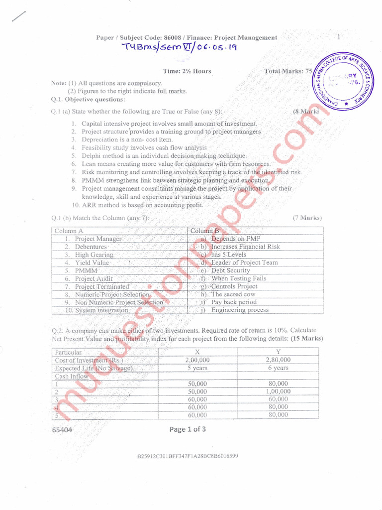 Tybms Sem6 PM Apr19 | PDF