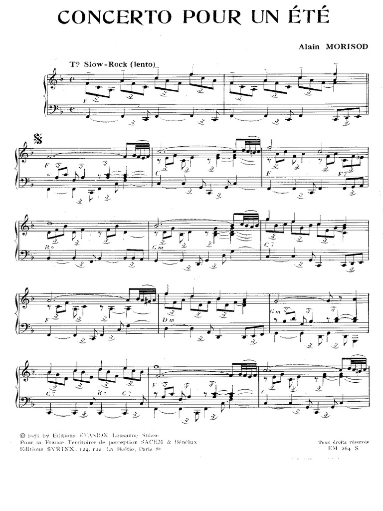 Alain Morisod - Concerto Pour Un Été (Slow Rock) | PDF