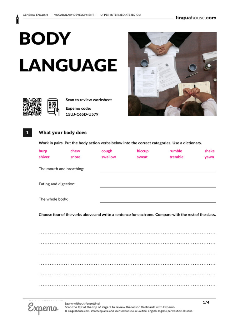 Body Language for B2-C1 Learners | PDF | Body Language | Linguistics