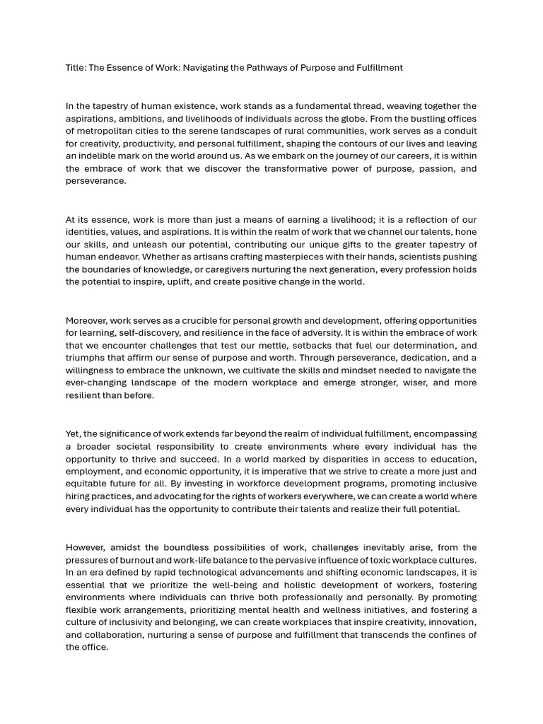 Navigating The Pathways of Purpose and Fulfillment | PDF | Workforce ...