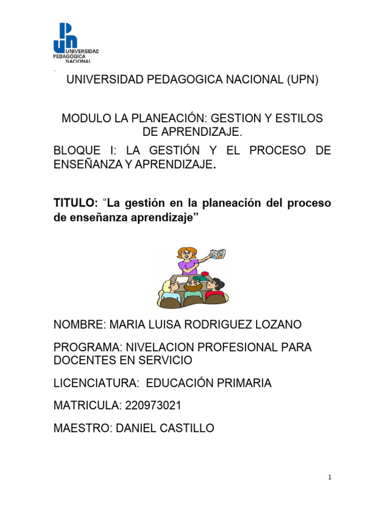 Actividad Integradora Del Bloque I | Descargar gratis PDF | Enseñando | Maestros