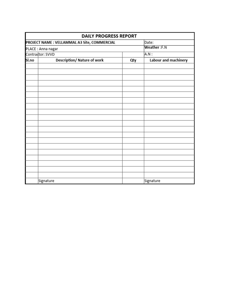 Daily Progress Report Format | PDF | Technology & Engineering
