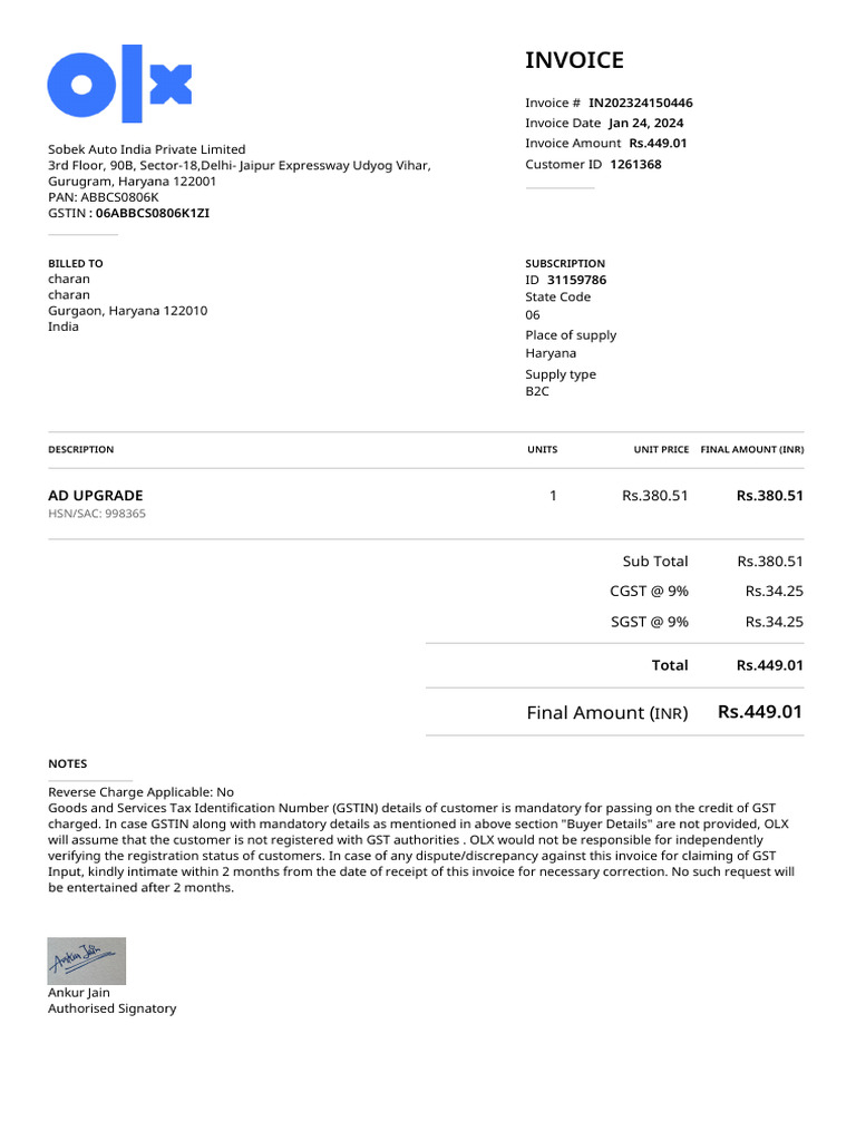 Invoice Id 6418028 | Download Free PDF | Invoice | Taxation