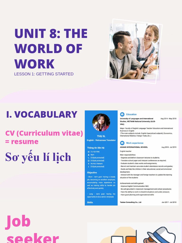 Unit 8 The World of Work Lesson 1 Getting Started | PDF | Recruitment ...