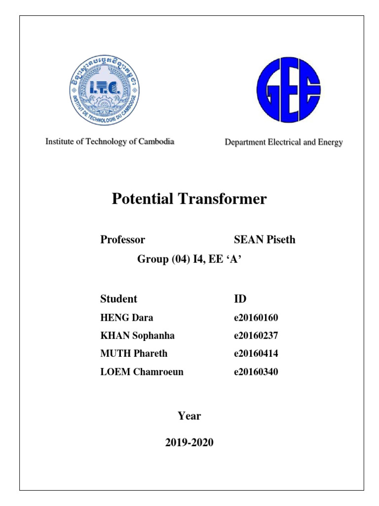 Potentail Transformer | PDF | Transformer | Voltage