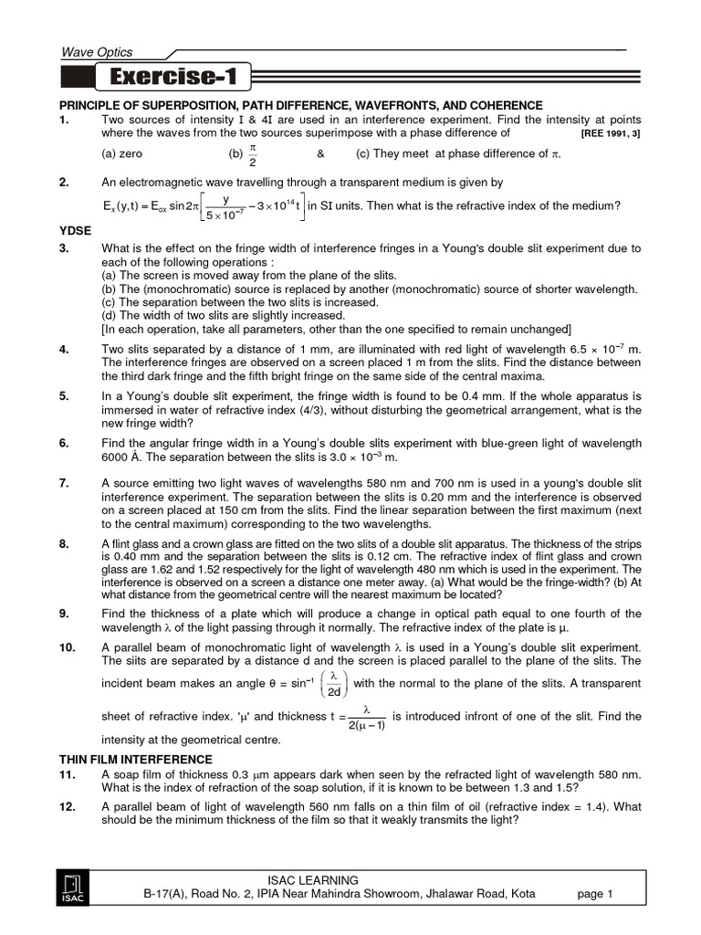 Wave Optics new | PDF | Wavelength | Diffraction