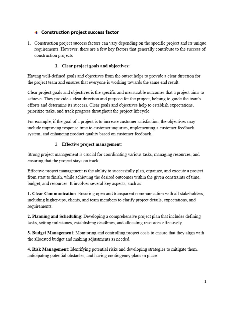 Construction Project Success Factor | PDF | Project Management | Goal