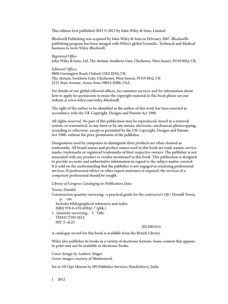 Construction Quantity Surveying - A Practical Guide For The Contractor ...