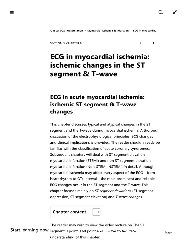 Ischemic Changes in The ST and T Waves | PDF