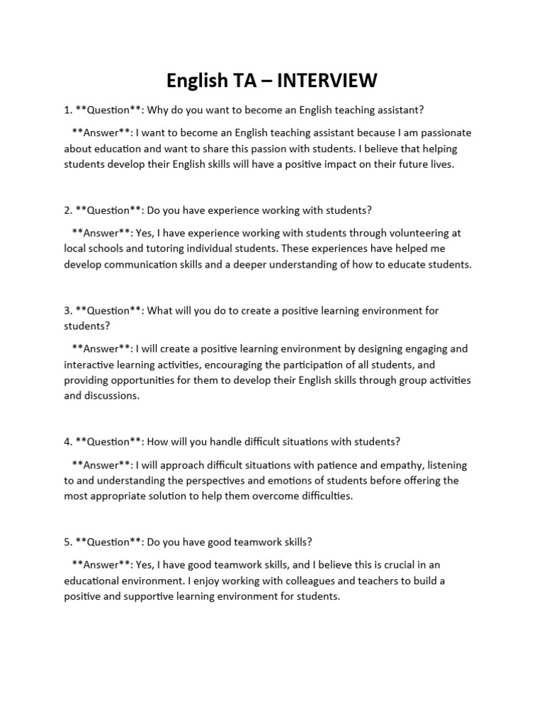 TA - Interview | PDF | Teaching Method | Teachers