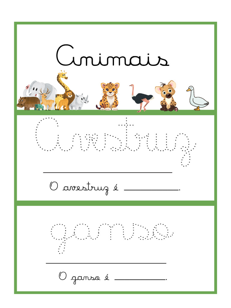 Animais letra cursiva | PDF