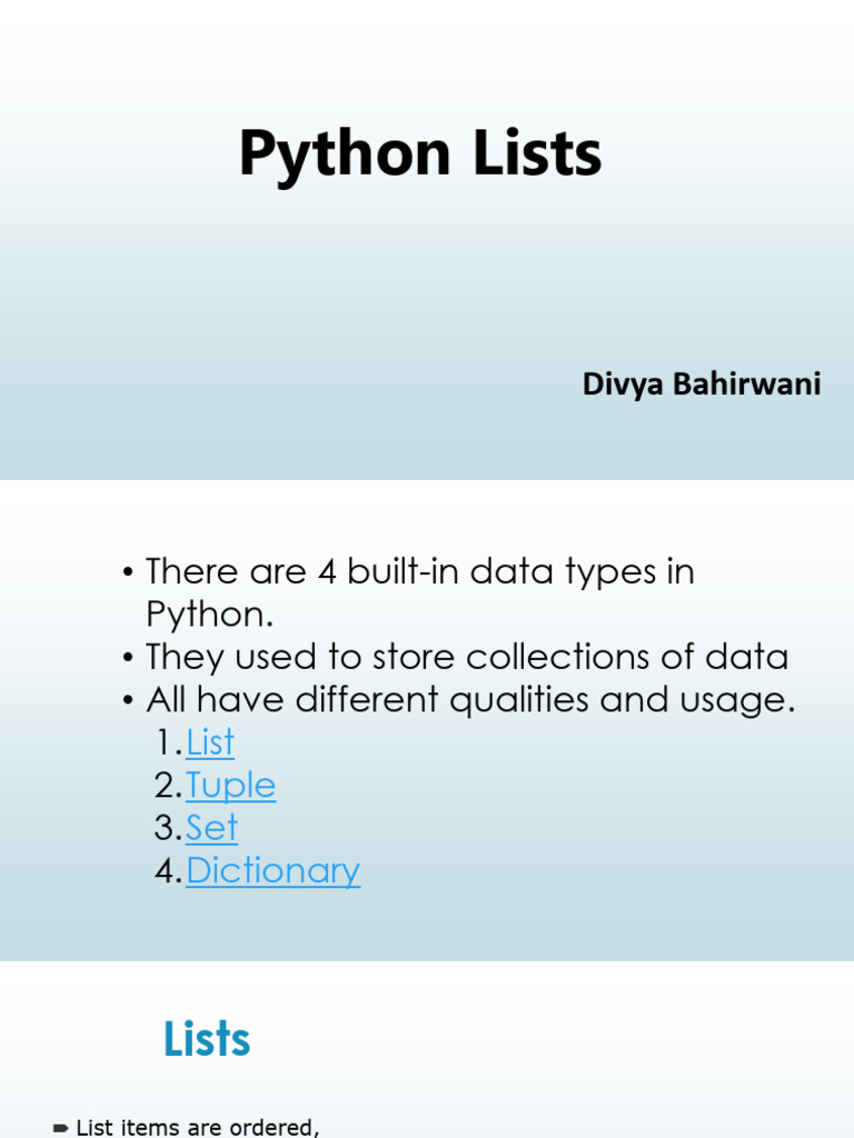 Lists | PDF | Software Engineering | Computing