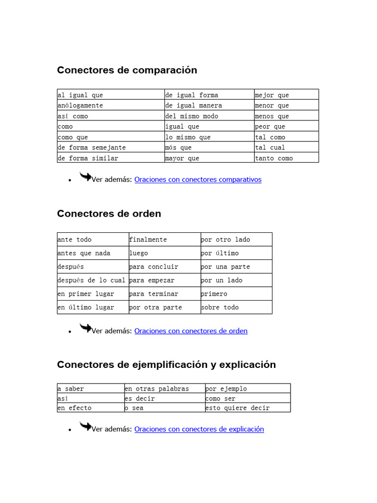 Conectores de comparación y orden | PDF | Artes del Lenguaje y Comunicación