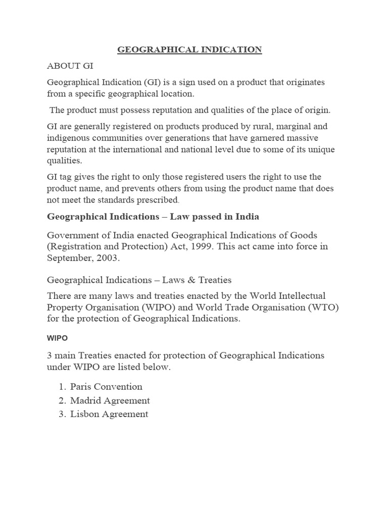 Geographical Indication | PDF | Trips Agreement | World Intellectual ...