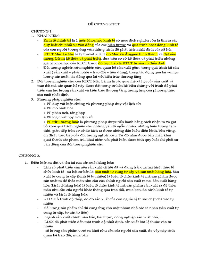 ĐỀ CƯƠNG KTCT | PDF